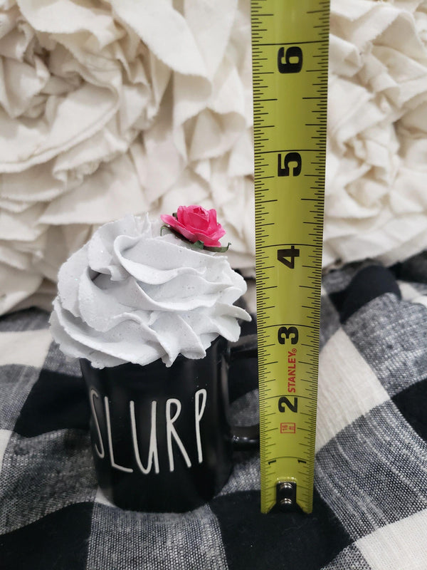 Rae Dunn "Slurp" Black Mini Mug & Pip Posh Designs Faux Sweet Décor Wh ...