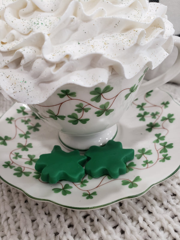 Pip Posh Design Faux Sweet Décor Shamrock Tea Cup & White Whipped Sham ...